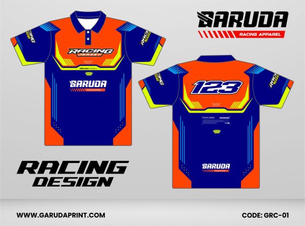Jersey Racing GRC-01, Kombinasi Oranye–Biru dengan Aksen Kuning yang ...